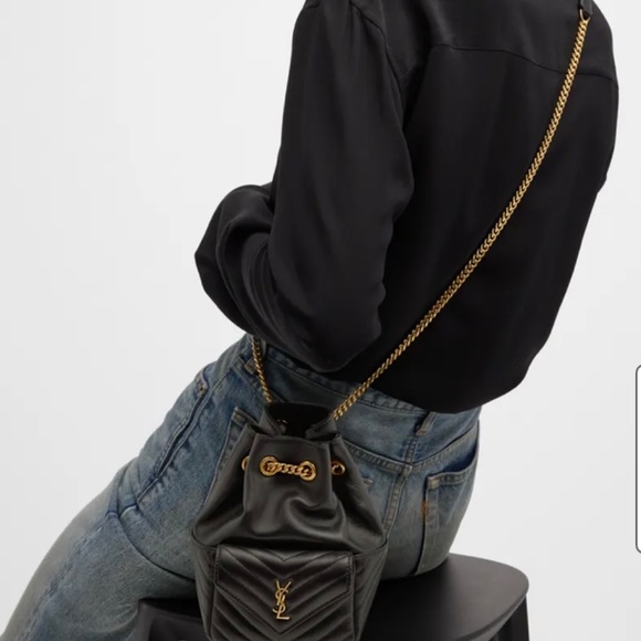 Yves Saint Laurent | Bags | Joe Mini Ysl Quilted Lambskin Bucket Bag ...
